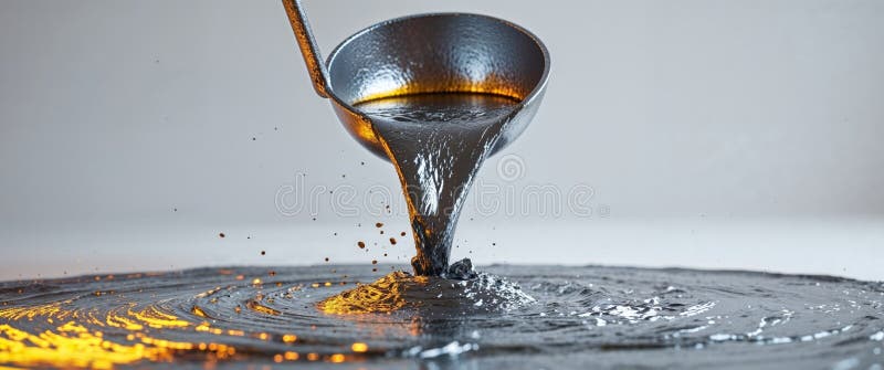 Liquid Steel is Poured from a Metallurgical Ladle Stock Image - Image ...