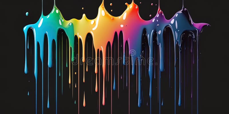 Liquid Sticky Paint Running Down, Realistic Gradient Rainbow Paint on ...