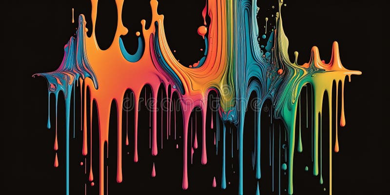 Liquid Sticky Paint Running Down, Realistic Gradient Rainbow Paint on ...