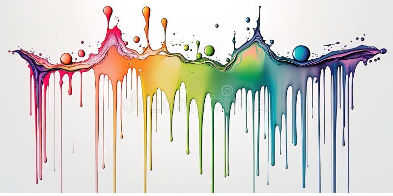 Liquid Sticky Paint Running Down, Realistic Gradient Rainbow Paint ...