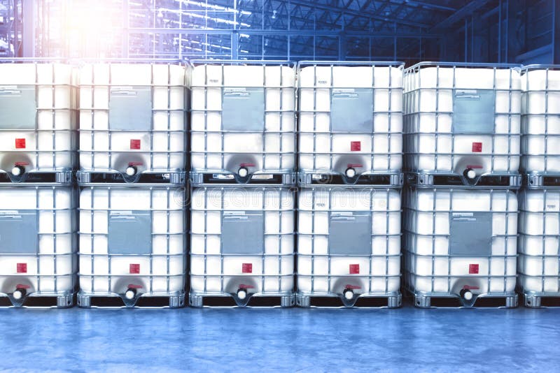 Liquid Storage Tank Stack Inside Distribution Warehouse. Industrial ...