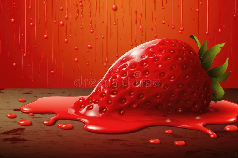 Liquid Strawberry Spreading and Dripping with Jam, Red Paint with ...