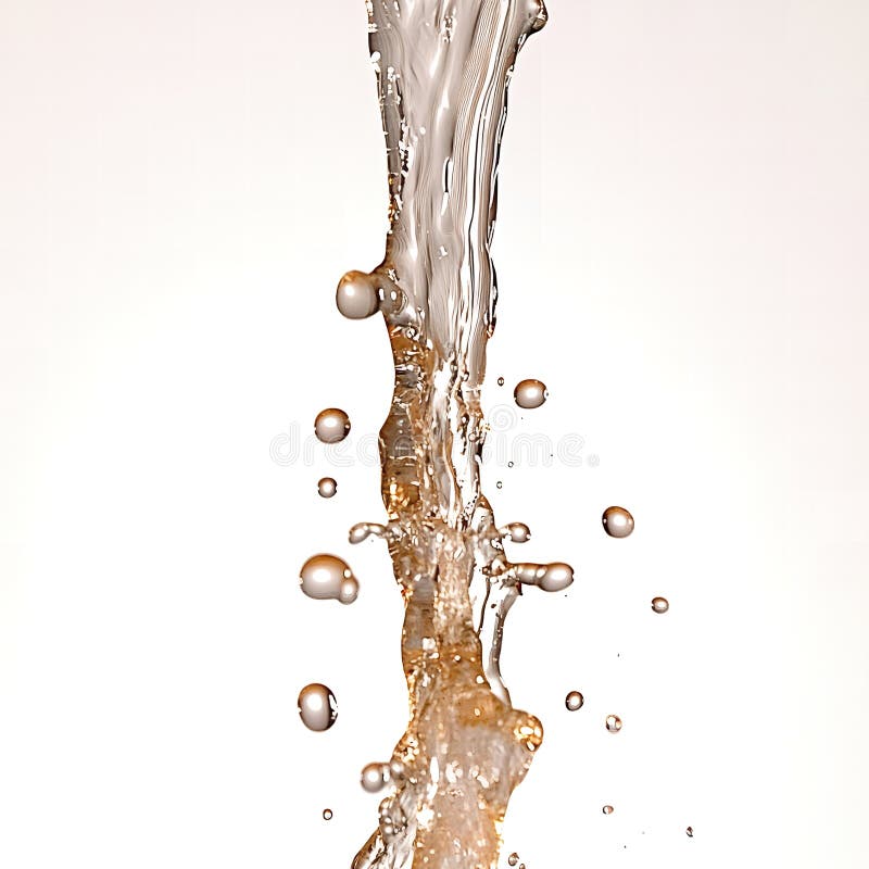 Liquid Stream Pours Down with Splashes and Droplets Abstract Background ...