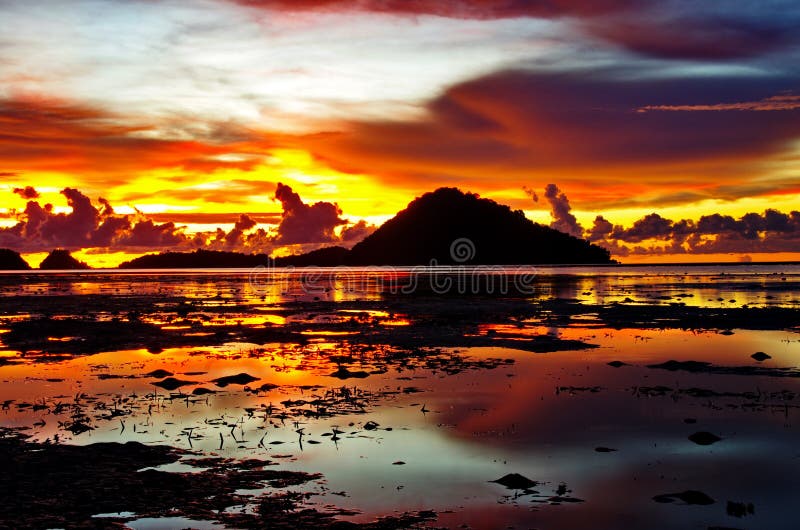 Liquid sunset stock photo. Image of sunset, borneo, ocean - 45551488