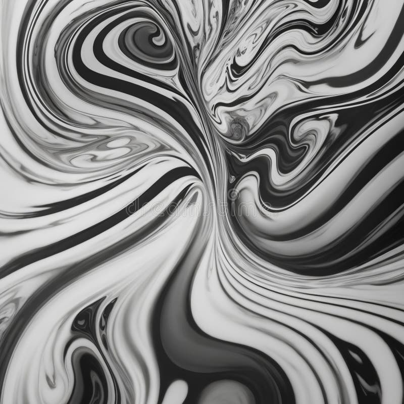 Liquid Swirl Abstract Pattern in Black and White Generative AI Stock ...