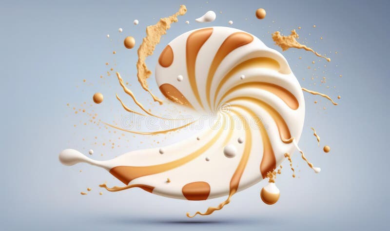 A Liquid Swirl with Drops of Liquid on a Blue Background Stock ...