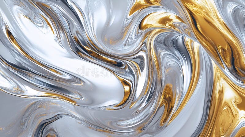 Liquid Swirl Texture in Silver and Gold, Futuristic and Luxurious Stock ...