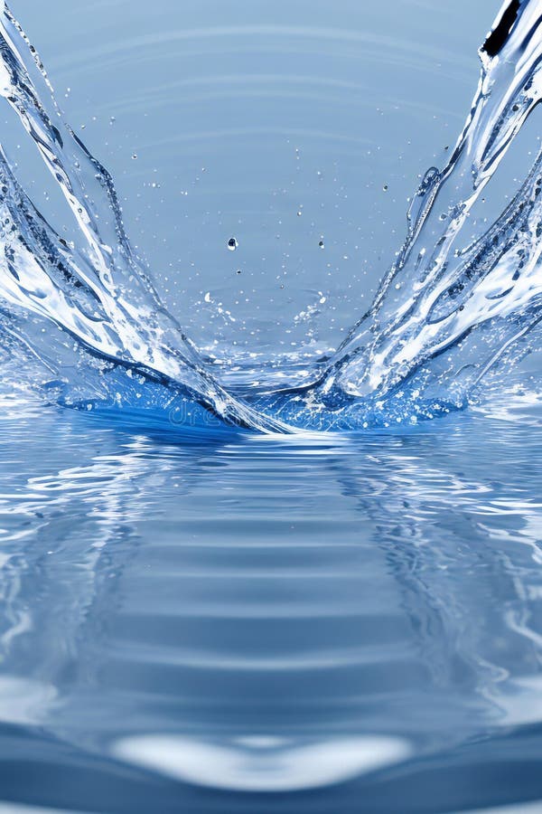 Liquid Symphony . Dynamic Blue Water Splashes and Reflective Harmonies ...