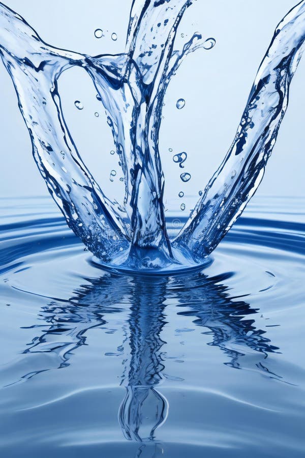 Liquid Symphony . Dynamic Blue Water Splashes and Reflective Harmonies ...