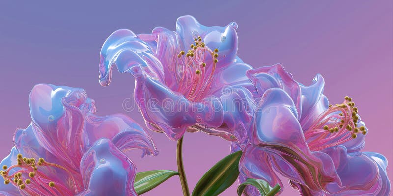 The Liquid Three-dimensional Shape, Merging with Floral Elements in the ...