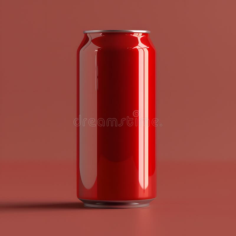 Liquid in Tin Cylinder on Red Rectangle Red Can of Soda Stock Photo ...
