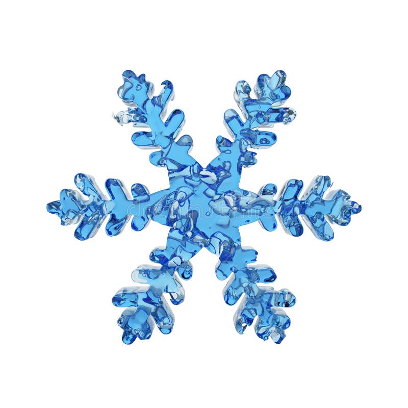 Liquid Translucent Snowflake Made of Crystal Blue Water Isolated on ...