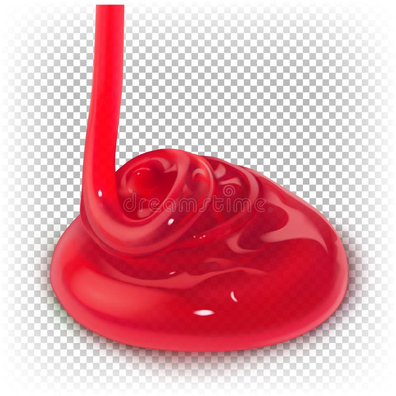 Liquid Transparent Red Berry Jam Flowing To the Surface. Vector ...