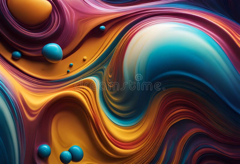 Liquid Wallpaper, Abstract 3D Background with Paint Bubbles Flow Wave ...