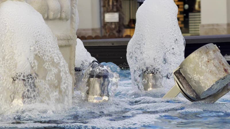 Liquid Water Fountain Pool in a Park Place Stock Footage - Video of ...