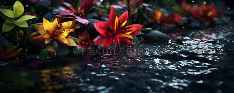 Liquid Watery Background with Plant Stock Illustration - Illustration ...