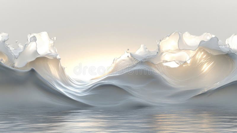 Liquid Wave Abstract Art Sunrise Scene Stock Illustration ...