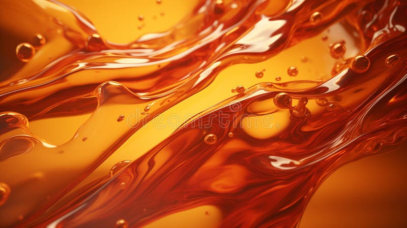 A Liquid Wave of Clear Oil. a Bright Splash of Orange Liquid Stock ...