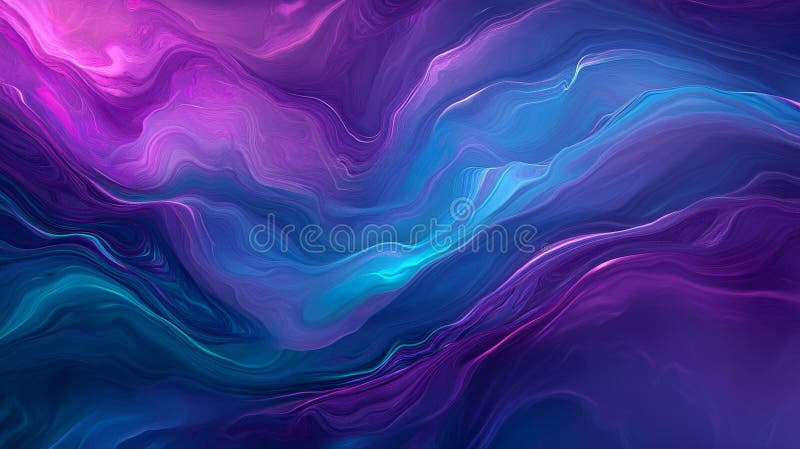 Liquid Waves in a Vibrant Gradient of Purple and Teal, Flowing Smoothly ...