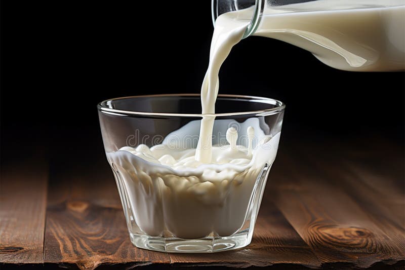 Liquid White Milk Poured into a Glass Cup Beautifully Stock ...
