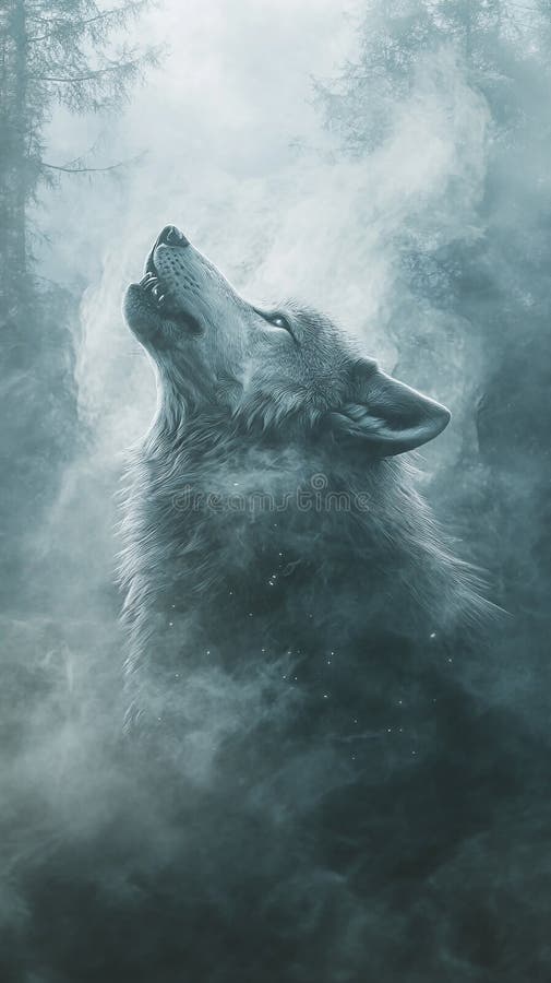 Liquid Wolf Dissolving into Mist in an Abstract Setting Stock ...
