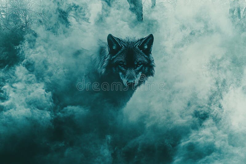 Liquid Wolf Dissolving into Mist in an Abstract Setting Stock ...
