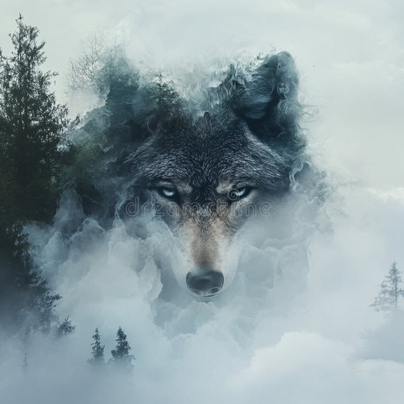 Liquid Wolf Dissolving into Mist in an Abstract Setting Stock ...