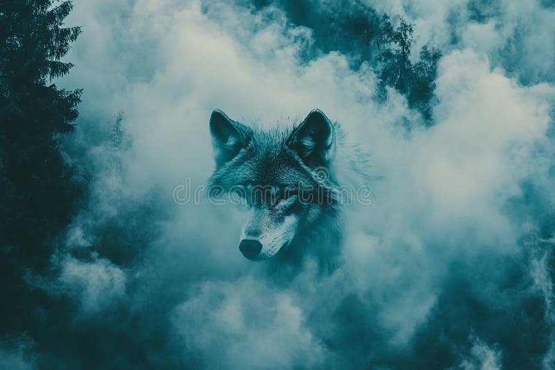 Liquid Wolf Dissolving into Mist in an Abstract Setting Stock ...