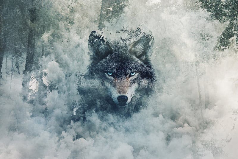 Liquid Wolf Dissolving into Mist in an Abstract Setting Stock ...