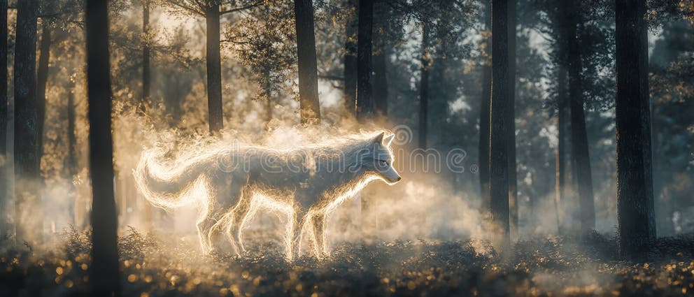 Liquid Wolf Dissolving into Mist in an Abstract Setting Stock ...