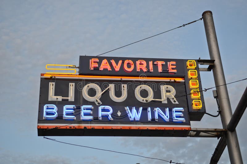 Liquor Sign stock photo. Image of dark, business, neon - 33720724