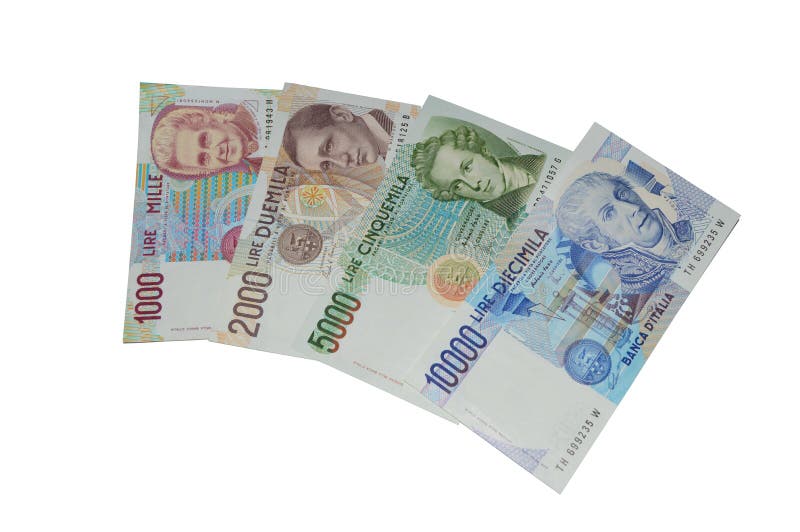 Lire Old Italian Banknotes Currency Stock Image - Image of currency ...