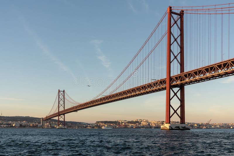 Lisbon bridge stock image. Image of sunset, water, targus - 192281885