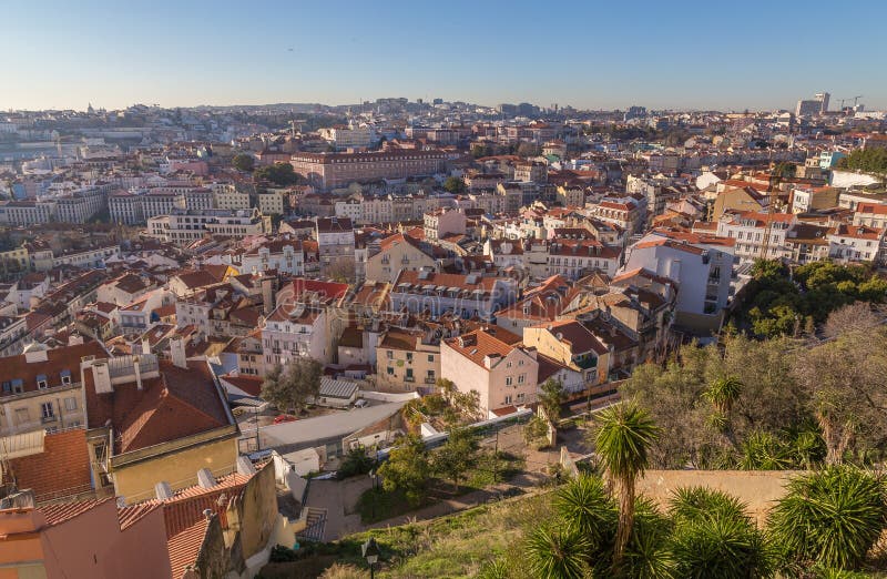 Lisbon Cityscape Backlight Panorama Portugal Stock Image - Image of ...