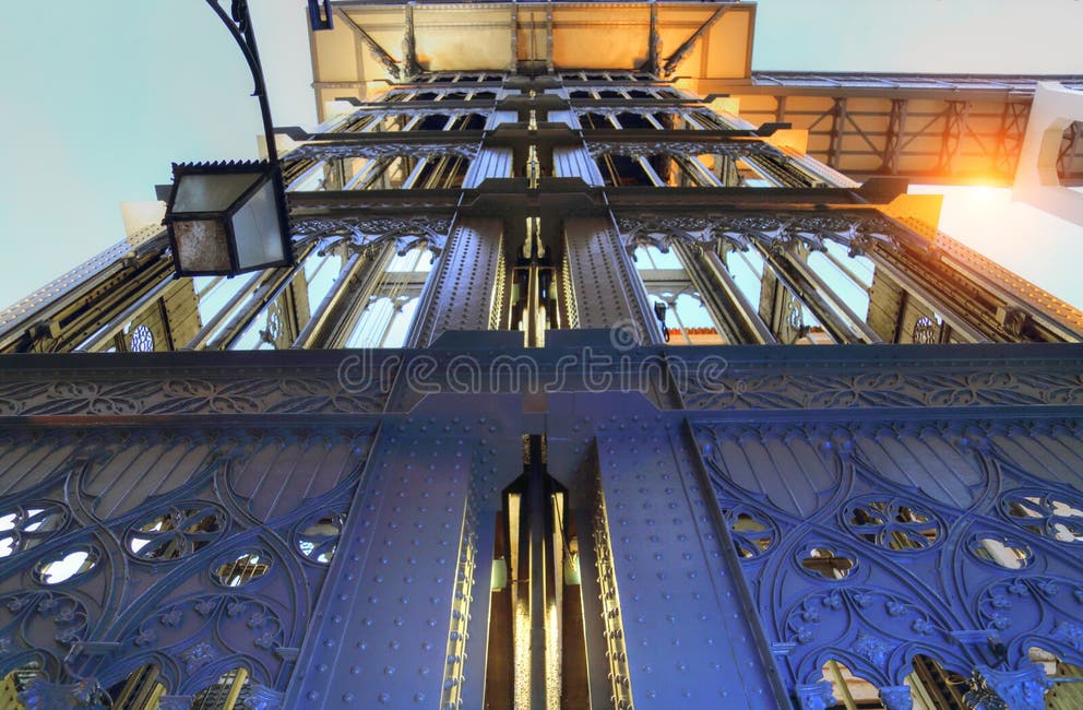 Lisbon, Santa Justa Elevator Stock Photo - Image of europe, carmo ...