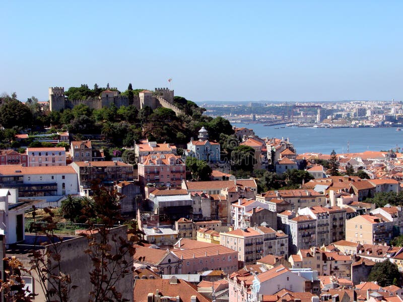 Lisbon landscape stock image. Image of roof, roofs, castle - 3358705