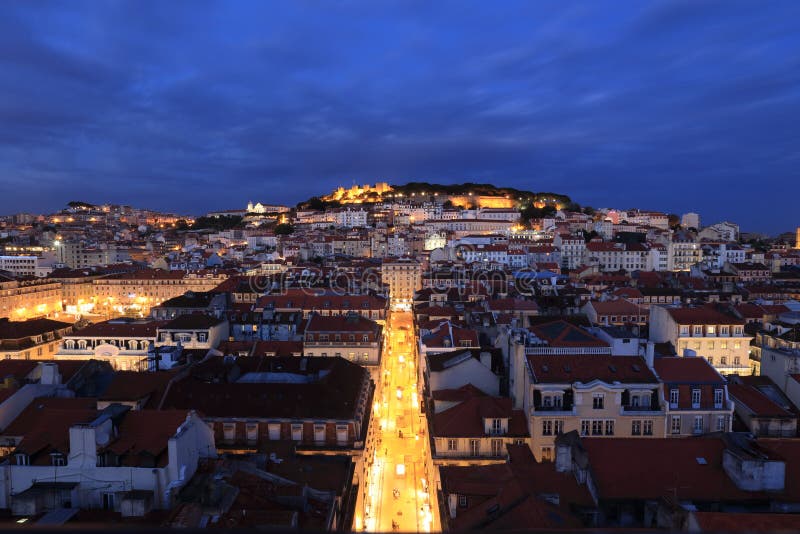 Lisbon in the night stock photo. Image of destinations - 42969922