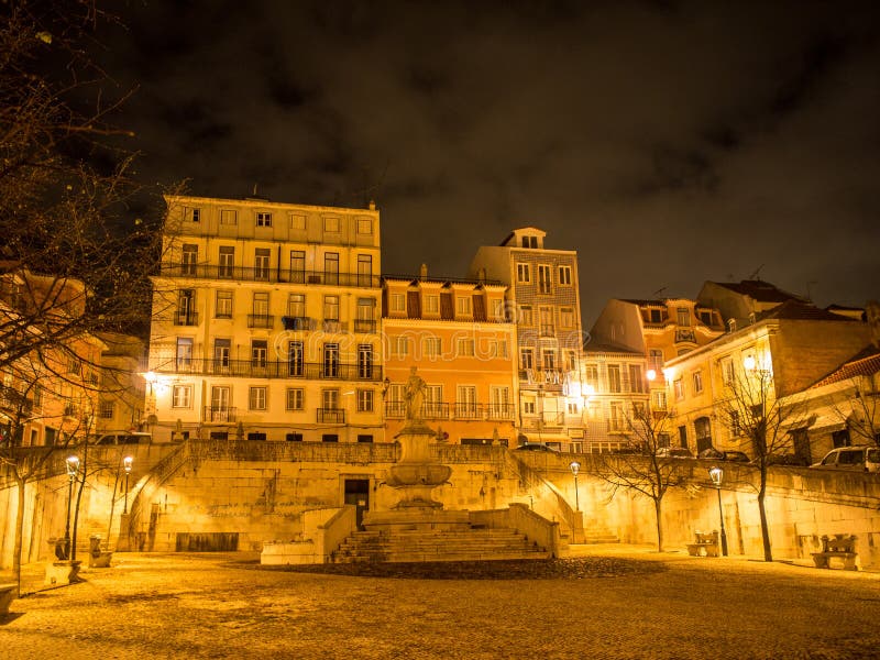 Lisbon at night stock image. Image of night, architecture - 39533655
