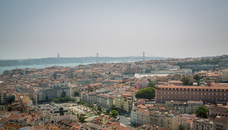 Lisbon Panoramic View editorial stock image. Image of architecture ...