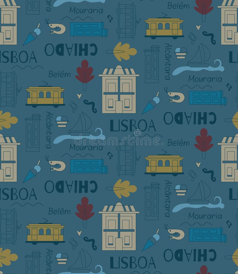Lisbon Pattern Seamless Design Graphic Stock Vector - Illustration of ...