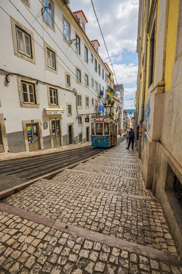 Lisbon,Portugal-April 12,2015:the Bica Funicular (Elevador Da Bi ...