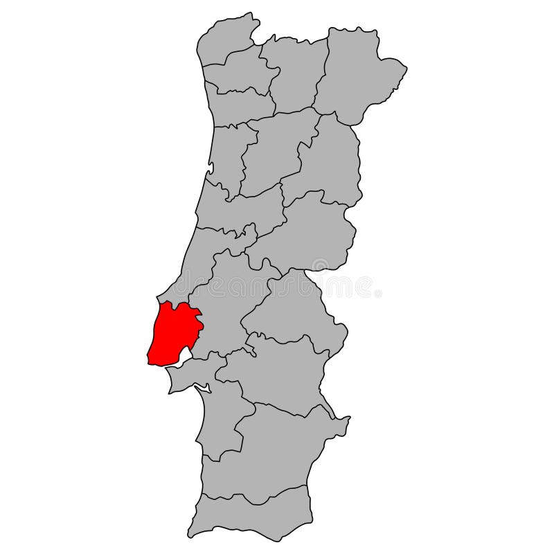 Lisbon of Portugal Map Shape, Travel Web Flat Concept Icon Vector ...