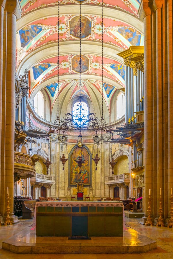 LISBON, PORTUGAL, SEPTEMBER 3, 2016: Interior of the Lisbon Cathedral ...