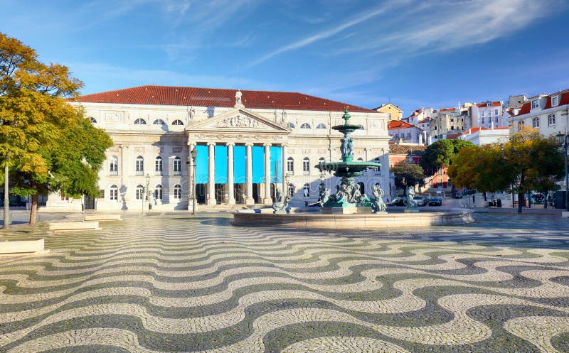Lisbon - Rossio Square at Day, Portugal Stock Photo - Image of tourist ...