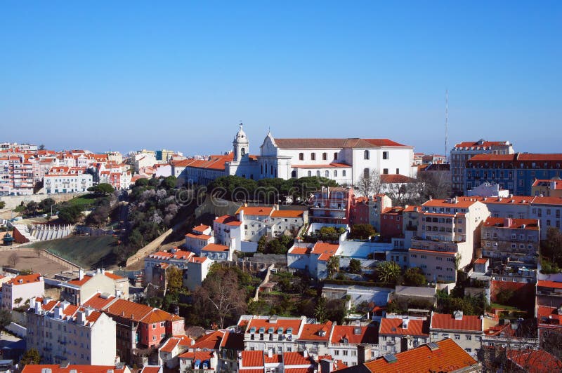 Lisbon Spring Skyline with Portugal Flag Stock Photo - Image of ...