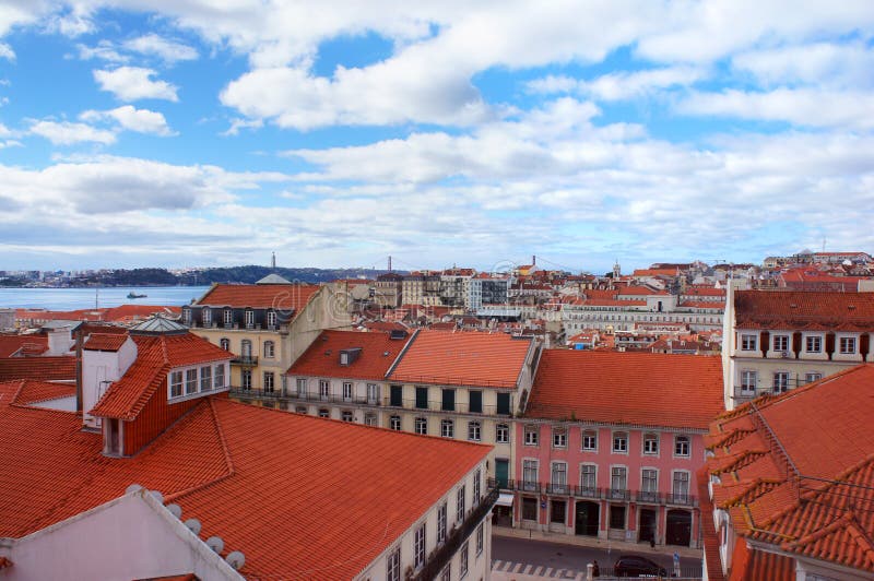 Lisbon Spring Skyline in the Portugal Stock Image - Image of courtyard ...