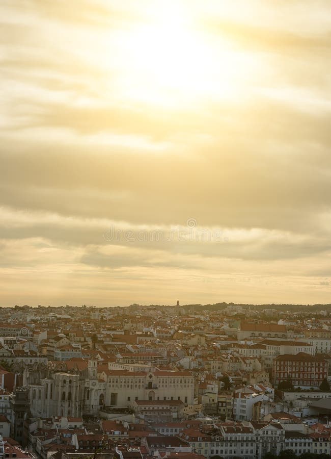 Lisbon at sunset. stock image. Image of district, capital - 103704509