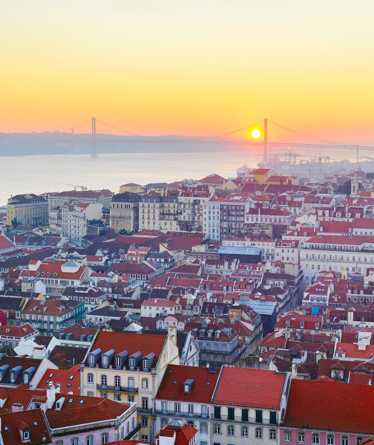Lisbon a sunset. Portugal stock photo. Image of light - 82611560