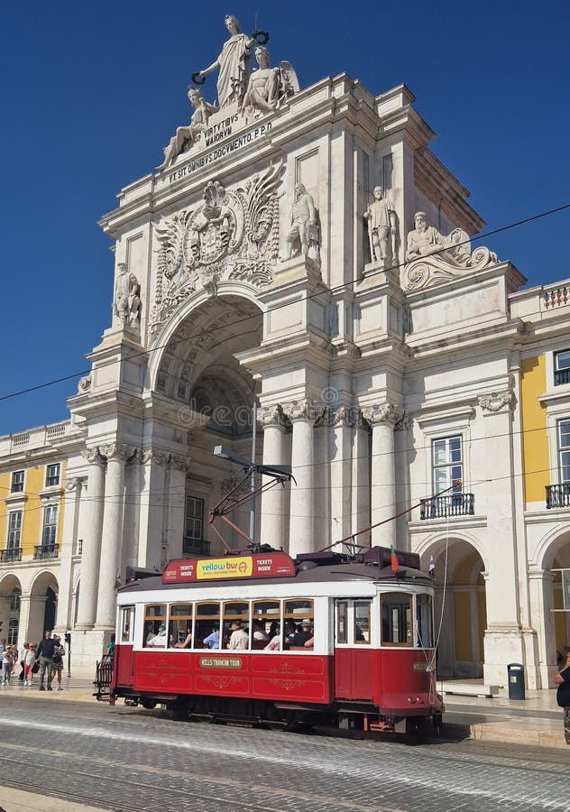 Lisbon Tram with Beautiful Blue Sky Editorial Photography - Image of ...