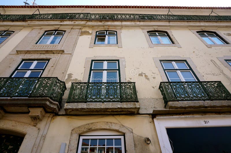 Lisbon windows stock photo. Image of symmetrical, sunny - 76260420